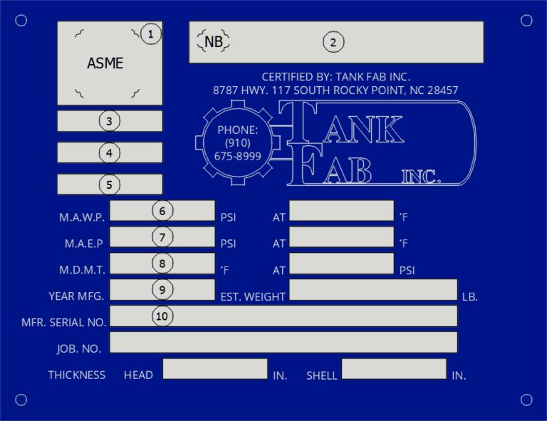 What to Know About Pressure Vessel Nameplates - Tank Fab